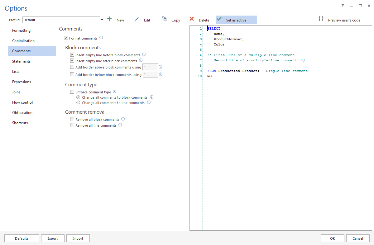 Rules Of Sql Formatting Sql Code Commenting Solution Center