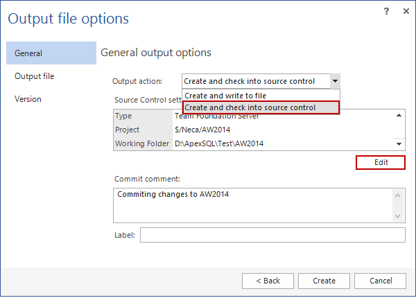 How to export a SQL database directly to source control