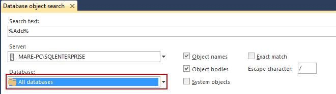 Sql Server Database Object Search Solution Center