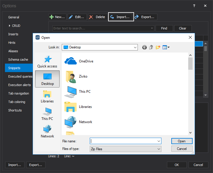 Improving productivity with SQL snippets